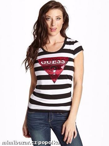 Prodám - Luxusne tricko GUESS cervene cerveny top bile, Praha - město ...