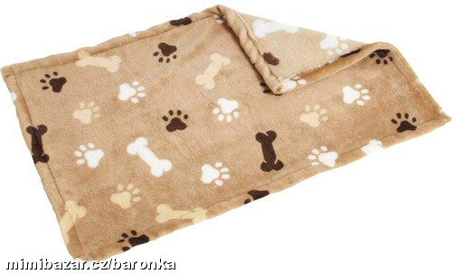 Prodám - BÉŽOVÁ deka pro psa 100x77 cm motiv tlapka & kost, Ostrava ...