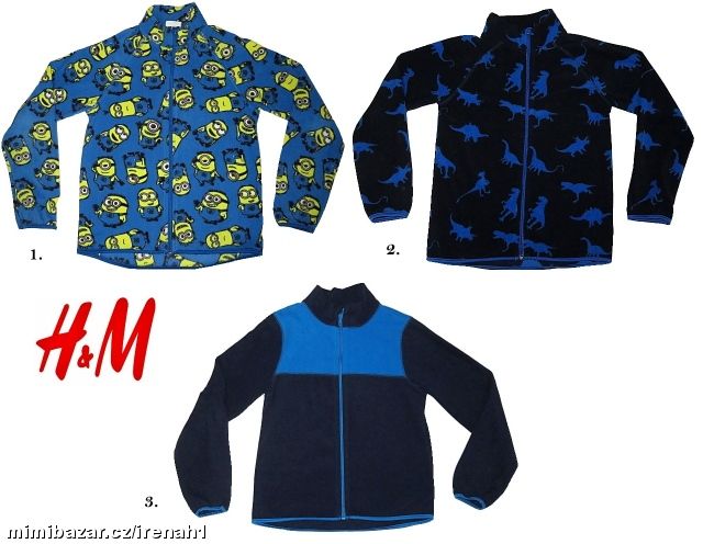 Prodám - 3x modrá fleesová mikina Mimoni DINO H&M 134 140, Kroměříž | Mimibazar.cz