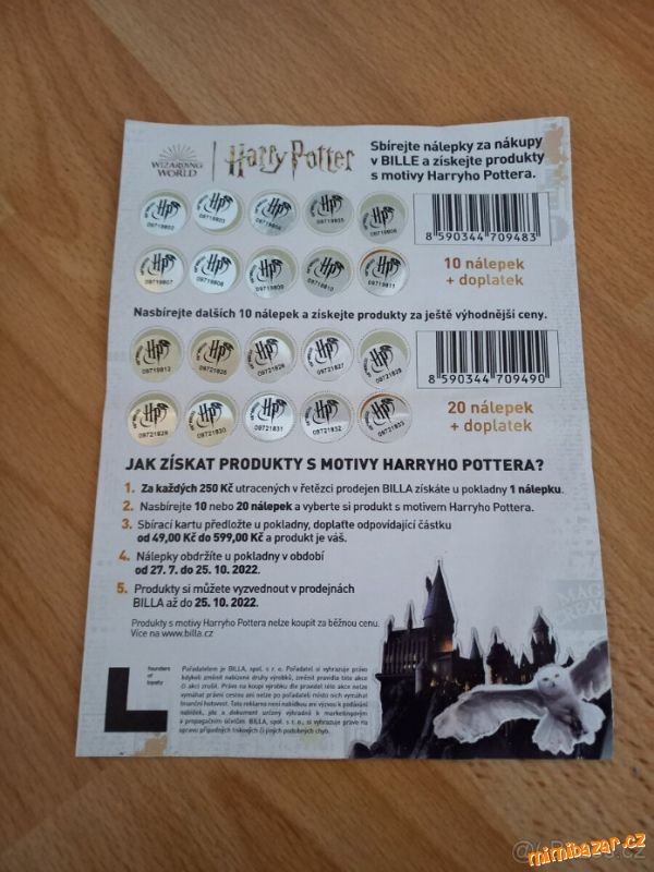 Prodám - Billa karta Harry Potter 2ks penny karta zdarma, České ...